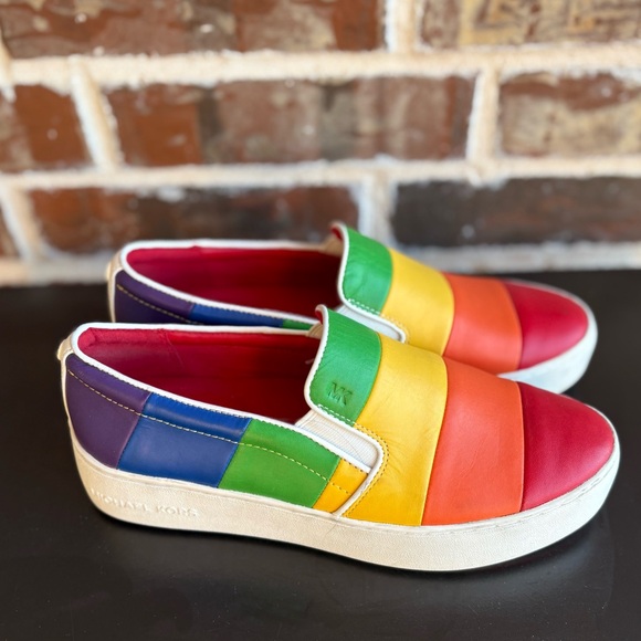 Michael Kors | Shoes | Michael Kors Dylan Slip On Leather Rainbow Pride ...